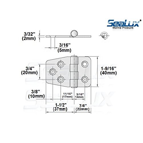 SeaLux Marine SS Short Side Hinge 2-1/8" x 1-1/2" for Locker / Hatch ...